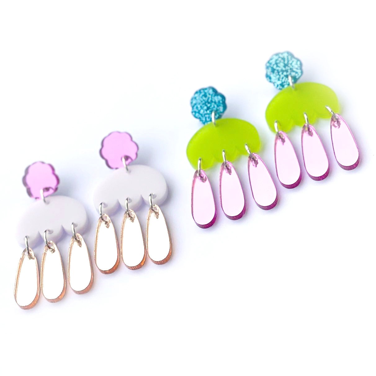 Floating Oasis - beautiful mirror and glitter acrylic dangle statement ...